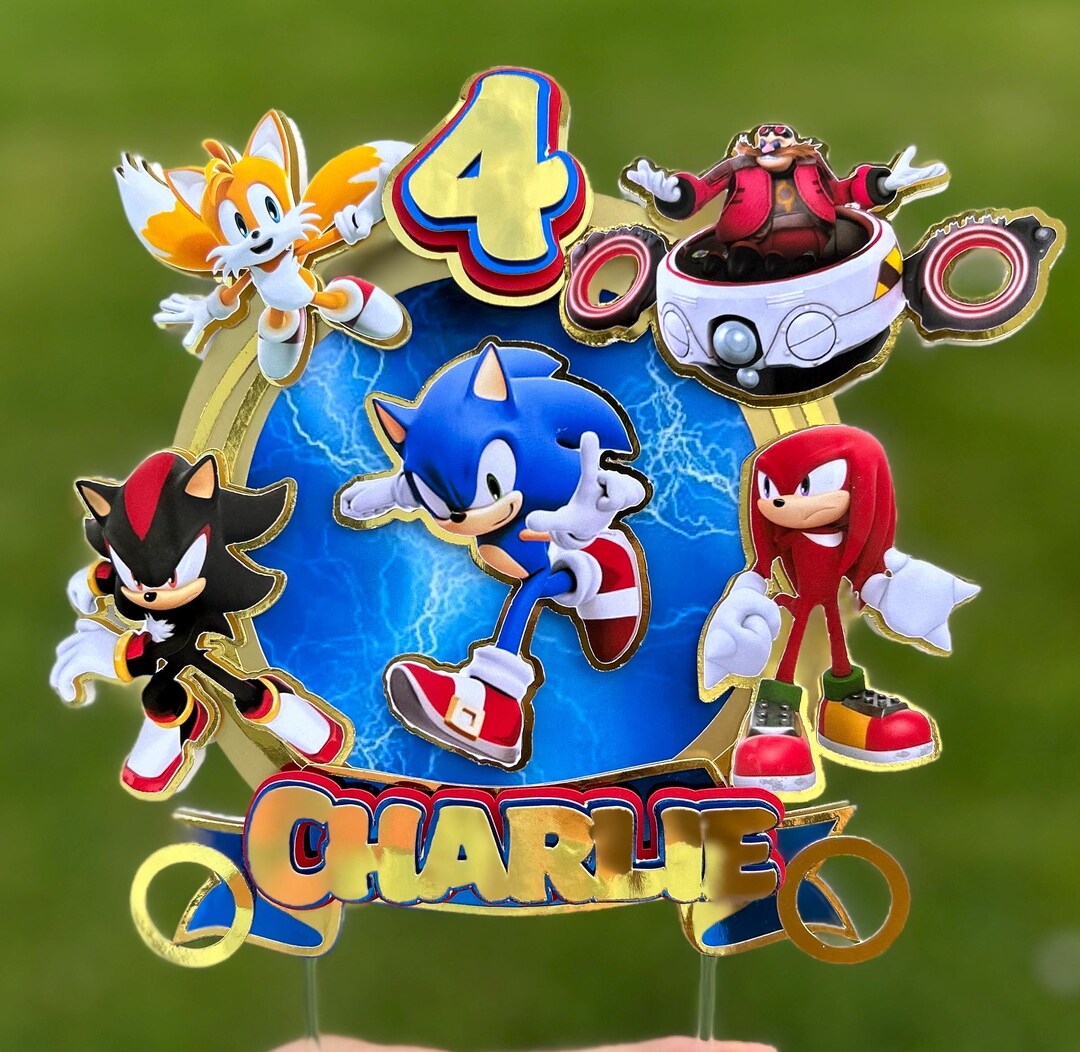 Handmade Personalised Sonic Theme Cake Topper - Etsy