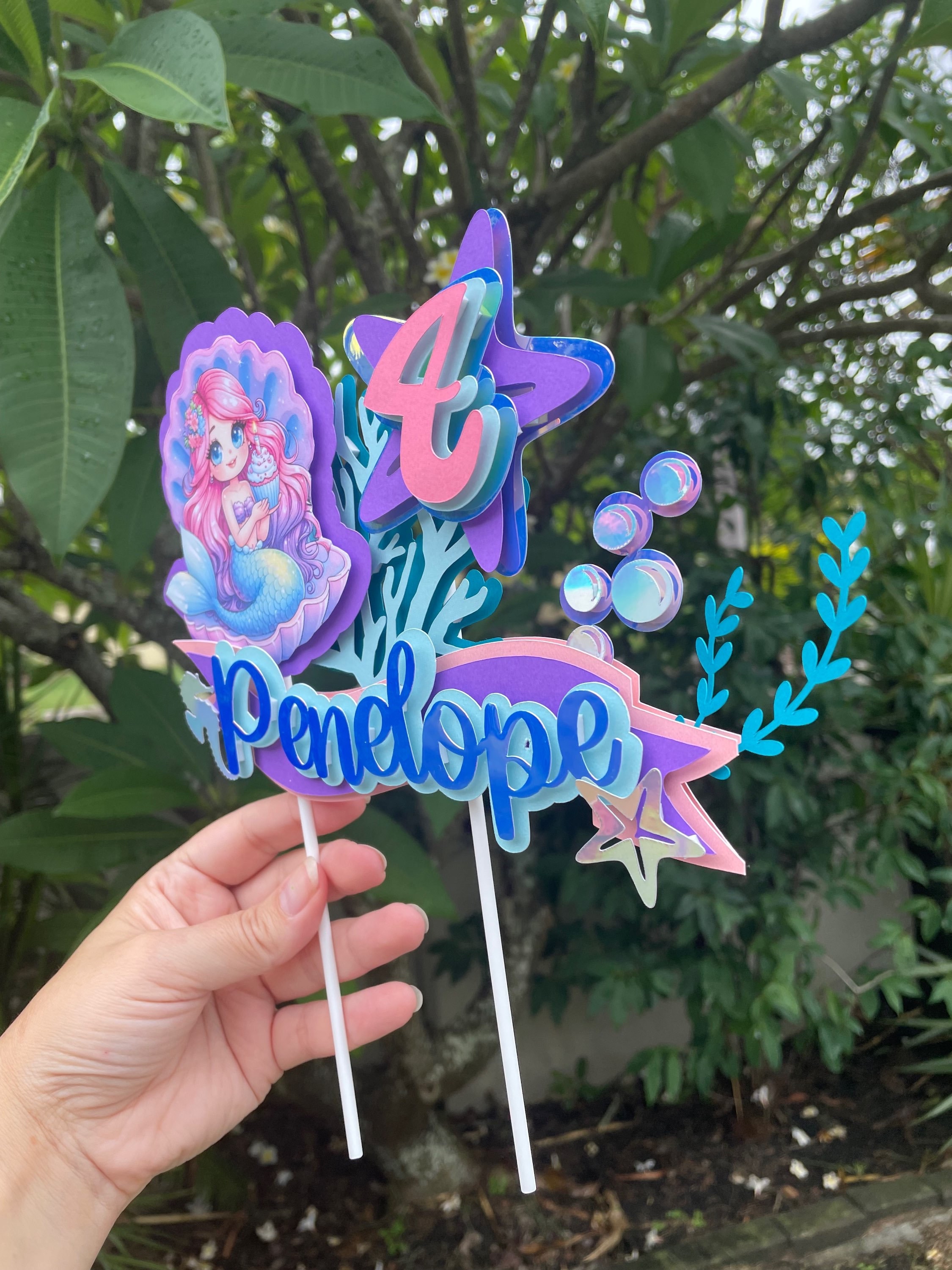 Handmade Personalised Mermaid Theme Cake Topper - Etsy