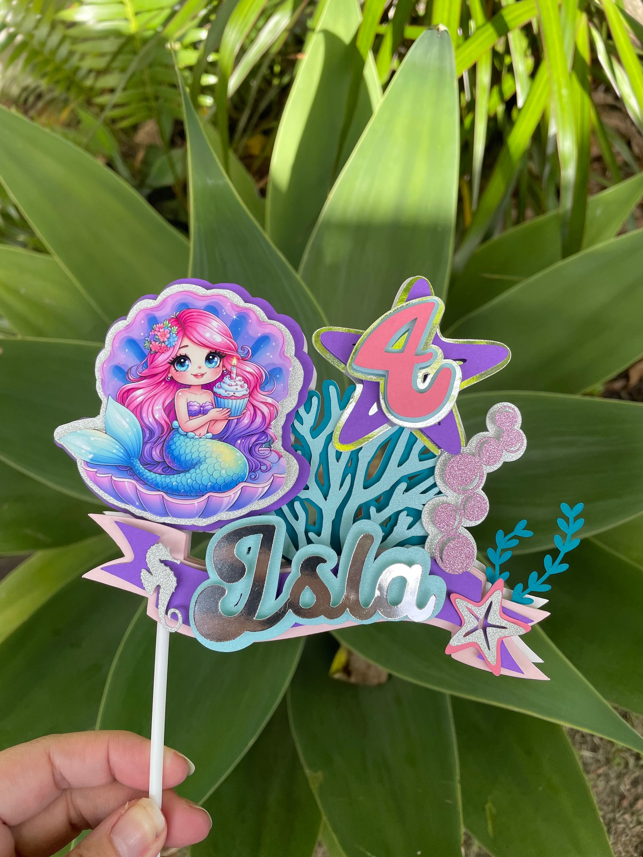 Handmade Personalised Mermaid Theme Cake Topper - Etsy