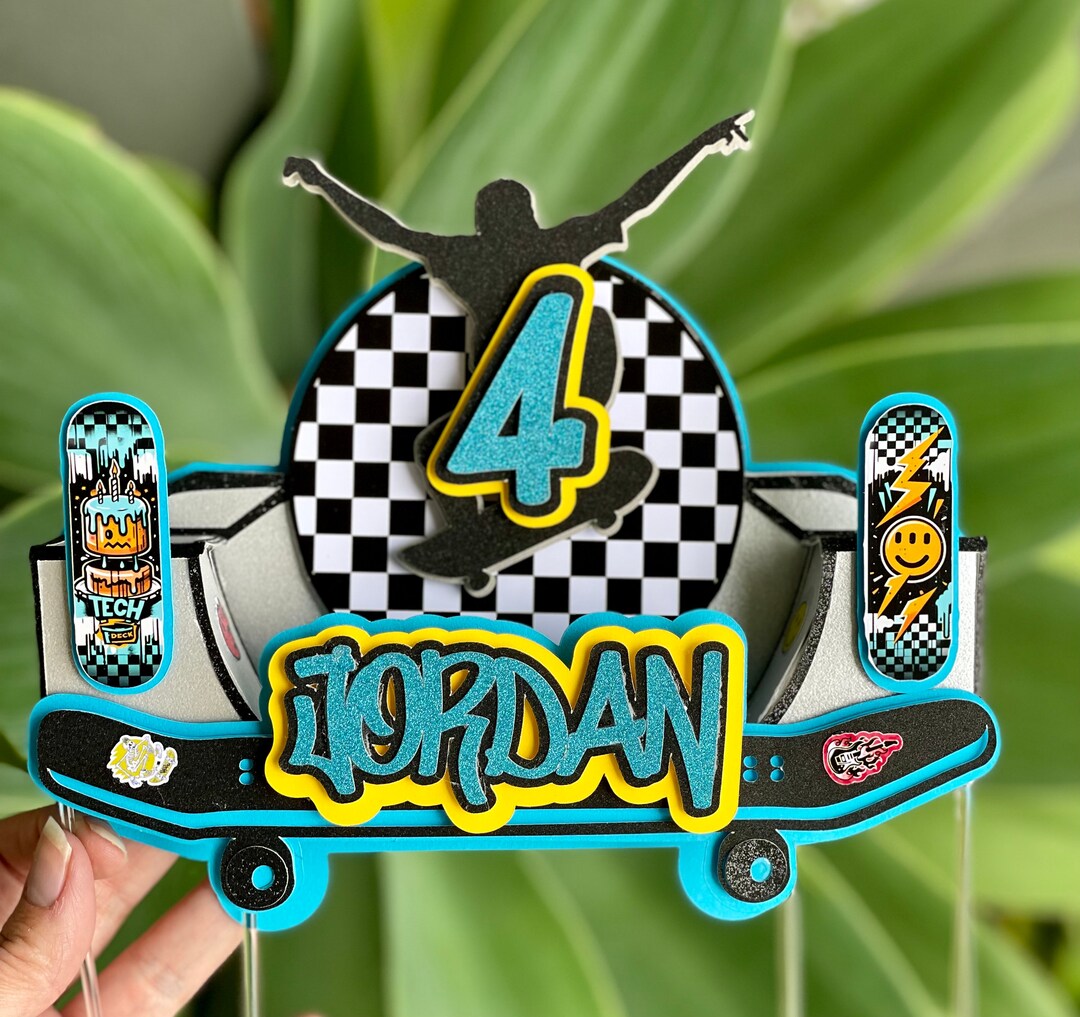 Personalised Skateboard Theme Cake Topper - Etsy