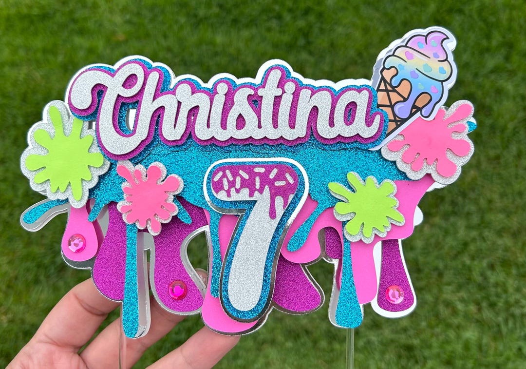 Handmade Personalised Slime Theme Cake Topper - Etsy