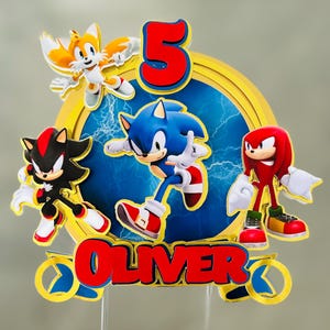 Handmade Personalised Sonic Theme Cake Topper - Etsy