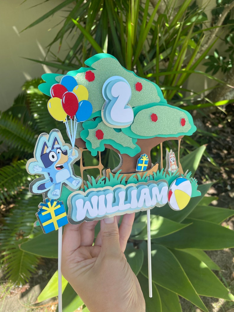 Handmade Personalised Bluey Theme Cake Topper - Etsy