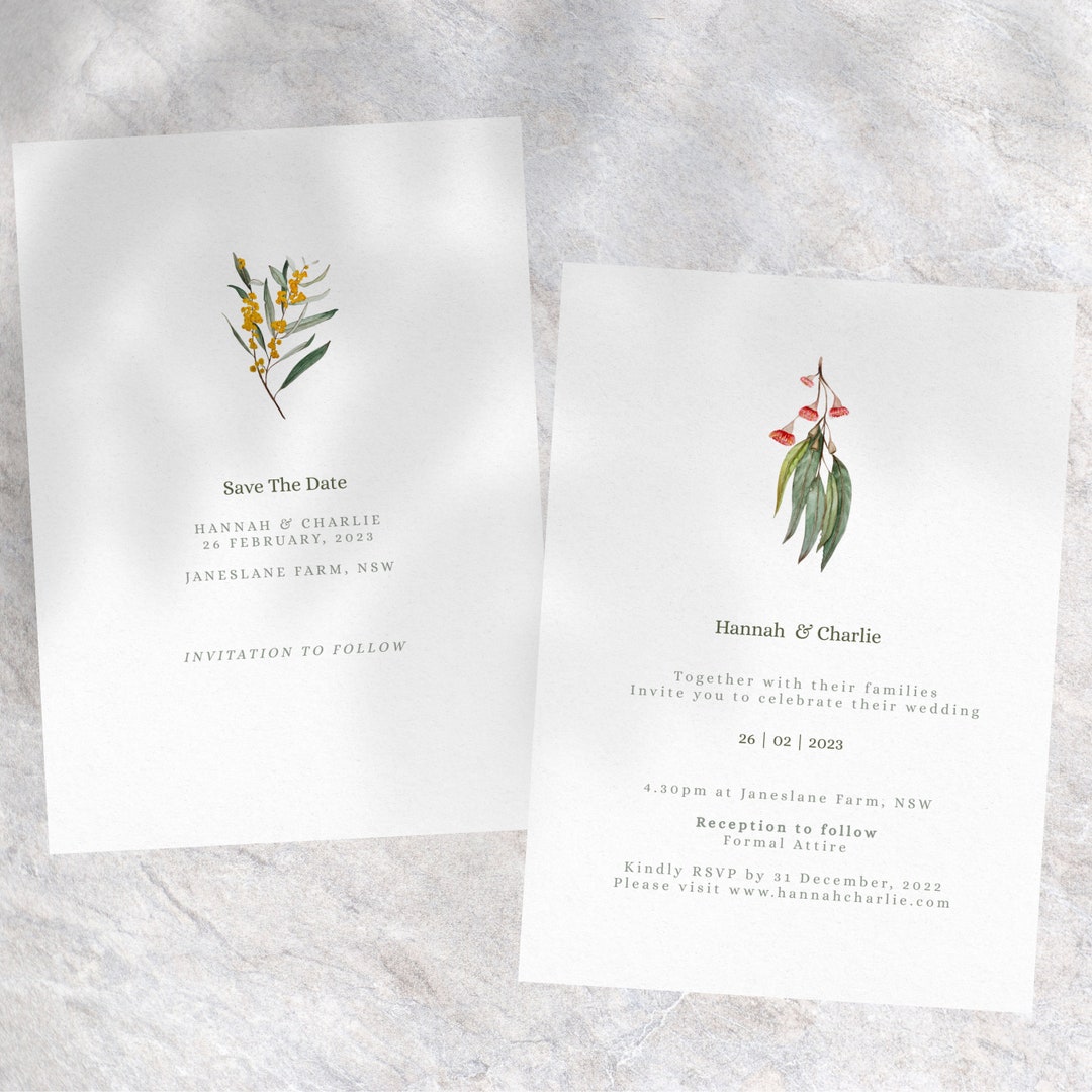 Australian Floral Invitation Template, Hand Painted Watercolour ...