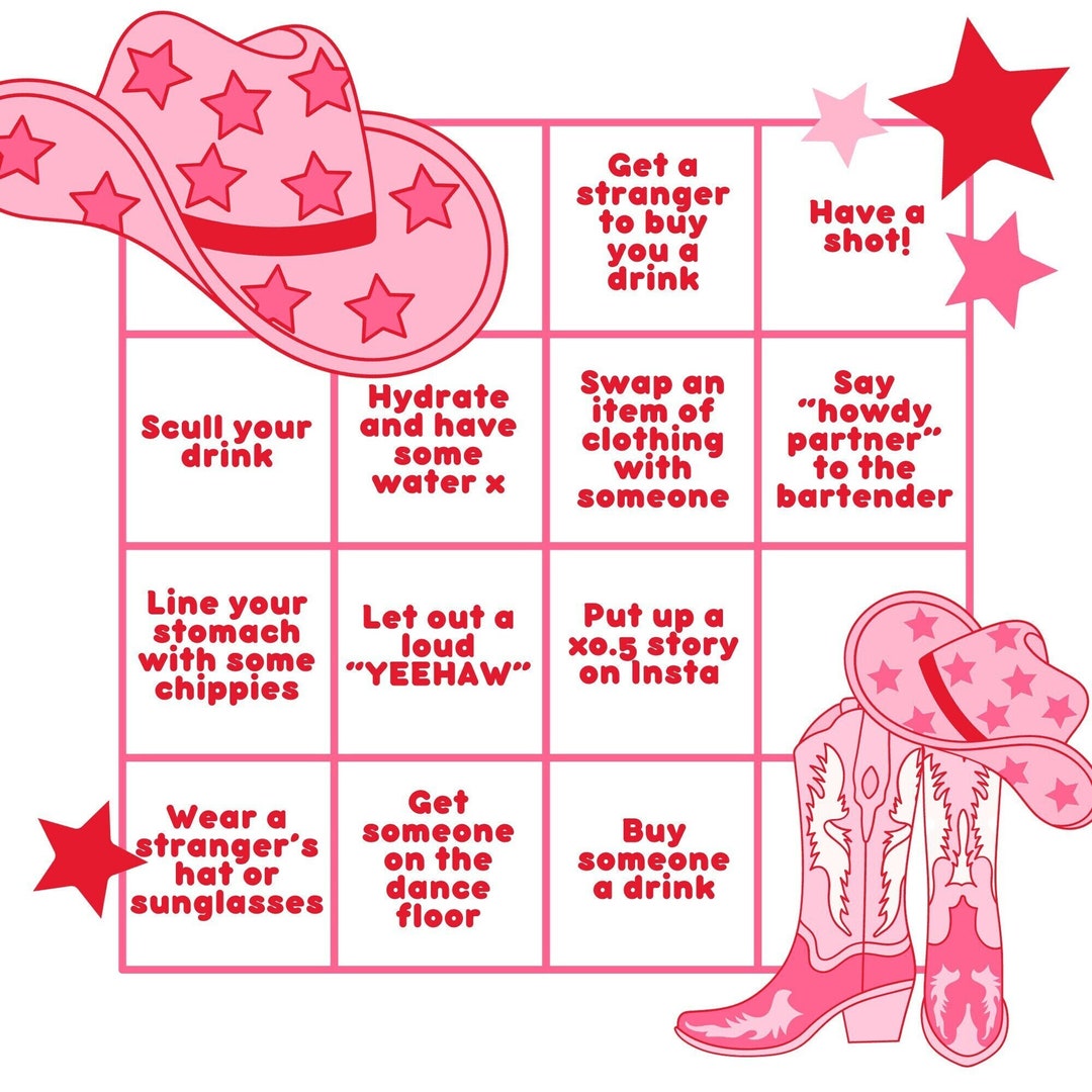 Cowboy Pub Crawl Bingo Card Download - Etsy