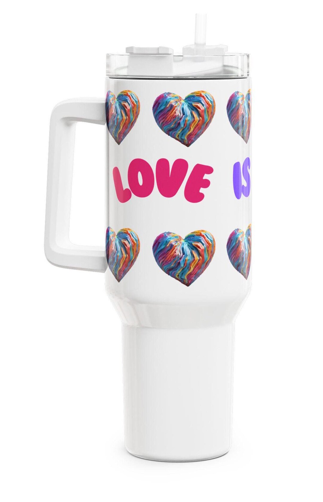 40oz Tumbler, Love is Love Heart Pattern, Colorful Cup, LGBTQ Pride ...