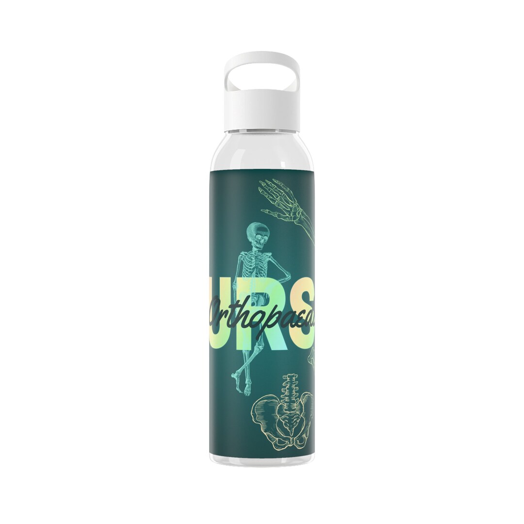 Skeletal Orthopaedic Nurse Water Bottle, Dark Green, Adorned With a ...