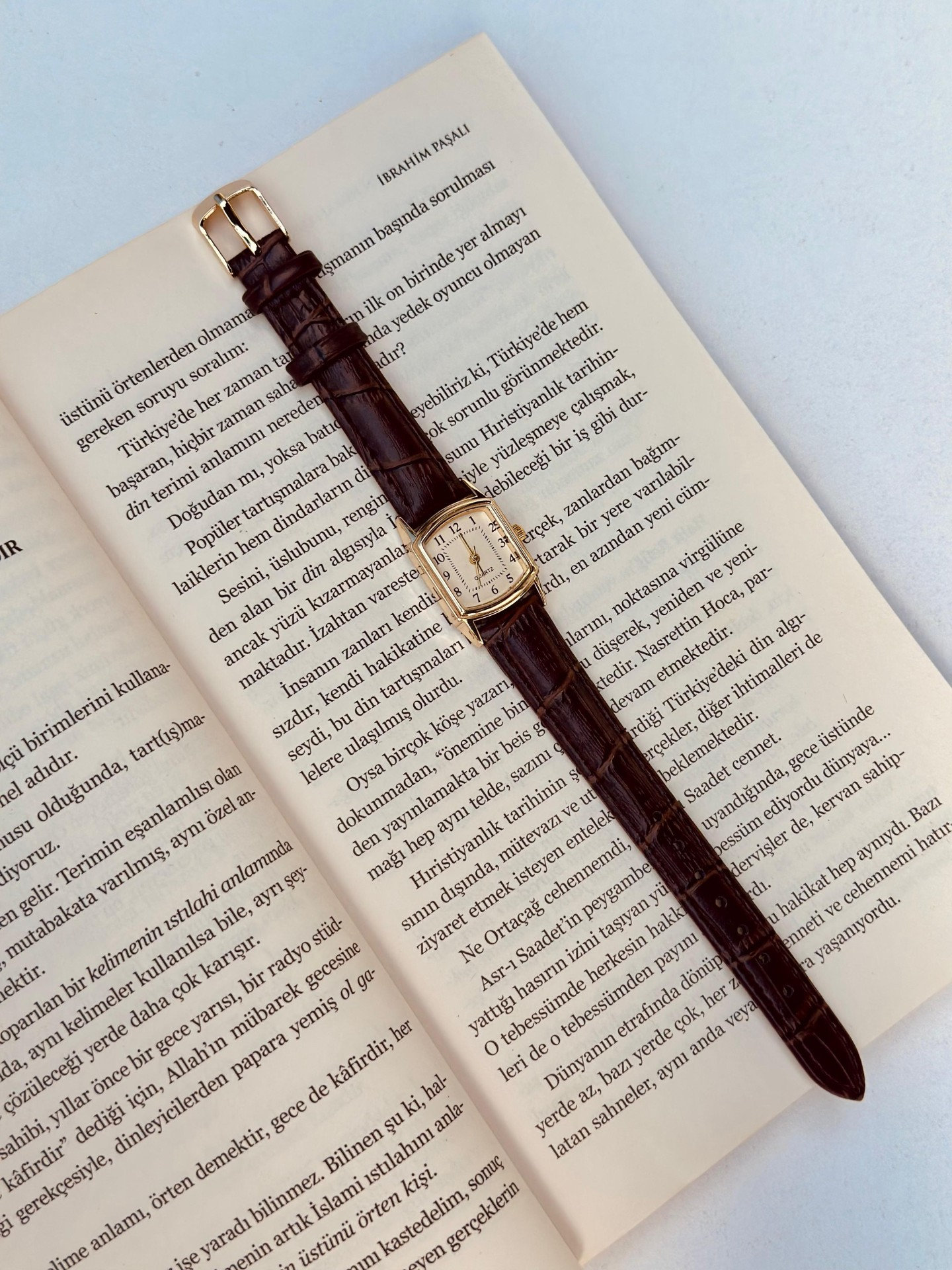 Dark Brown Leather Strap Square Case Women's Wristwatch Brown Women's ...