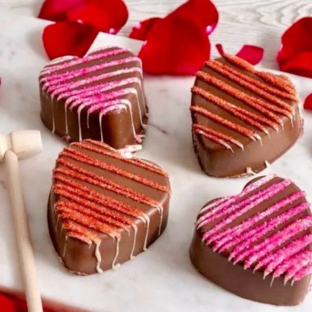 Breakable Valentines Hearts Gourmet Ghirardelli Chocolate Shell Filled ...