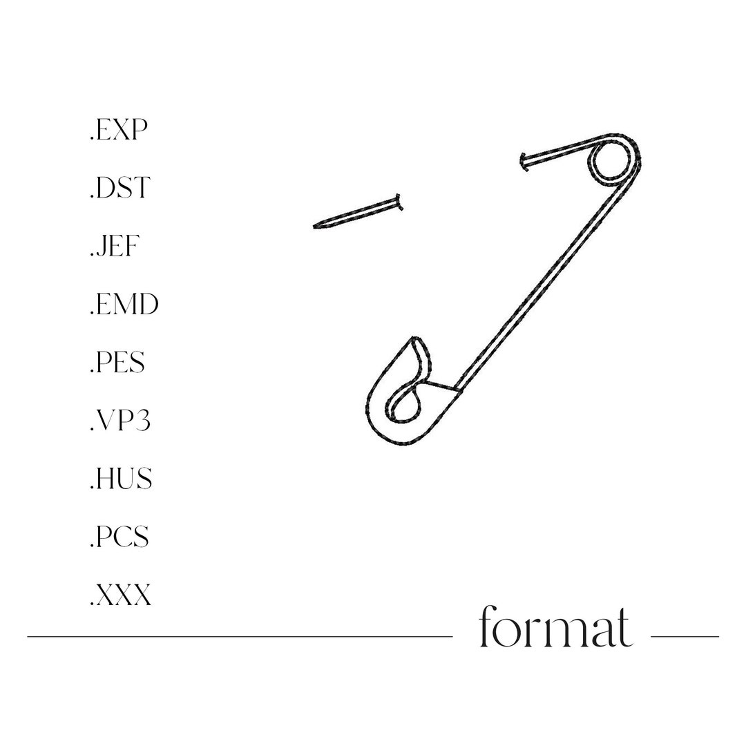 Safety Pin Embroidery Design - Mini Machine Embroidery File - Pin ...