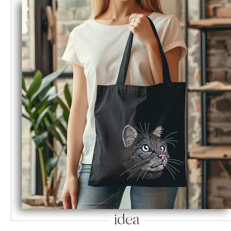 Cat Face Embroidery Design - Realistic Cat Head Pattern - Cute Cat on a ...