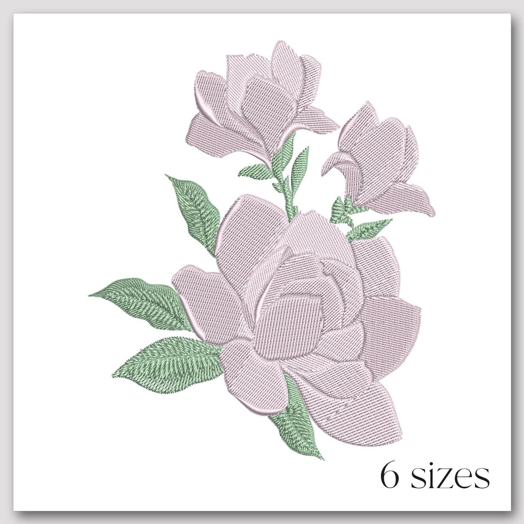 Magnolia Flower Embroidery Design - Botanical Machine Embroidery File ...