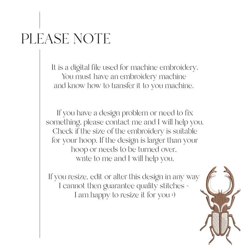 Stag Beetle Machine Embroidery Design 5 Size Small Animals Insect ...