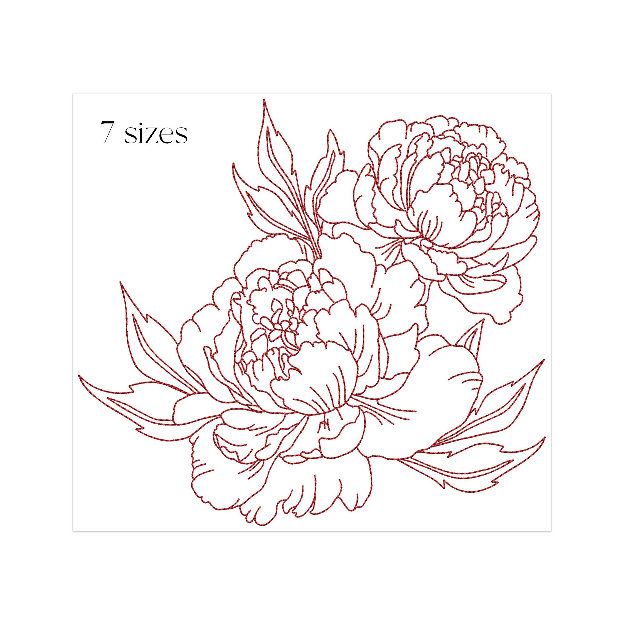 Peony Embroidery Design Flower Machine Embroidery Pattern Plant Digital ...