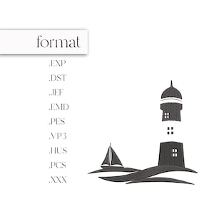 Lighthouse Embroidery Design - Nautical Machine Embroidery File ...
