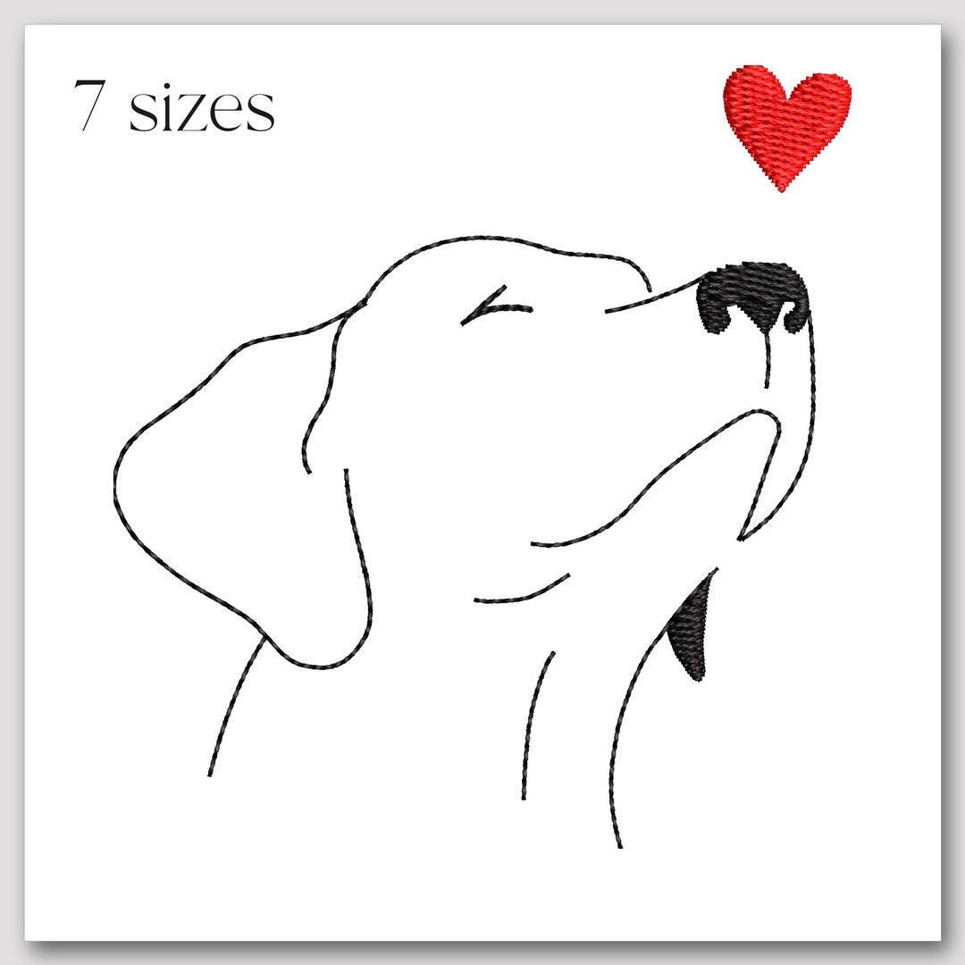 Dog Outline Embroidery Design - Minimal Dog Stitch Pattern - Heart and ...