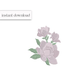 Magnolia Flower Machine Embroidery Design - Botanical Machine Embroidery File - Magnolia Branch ...