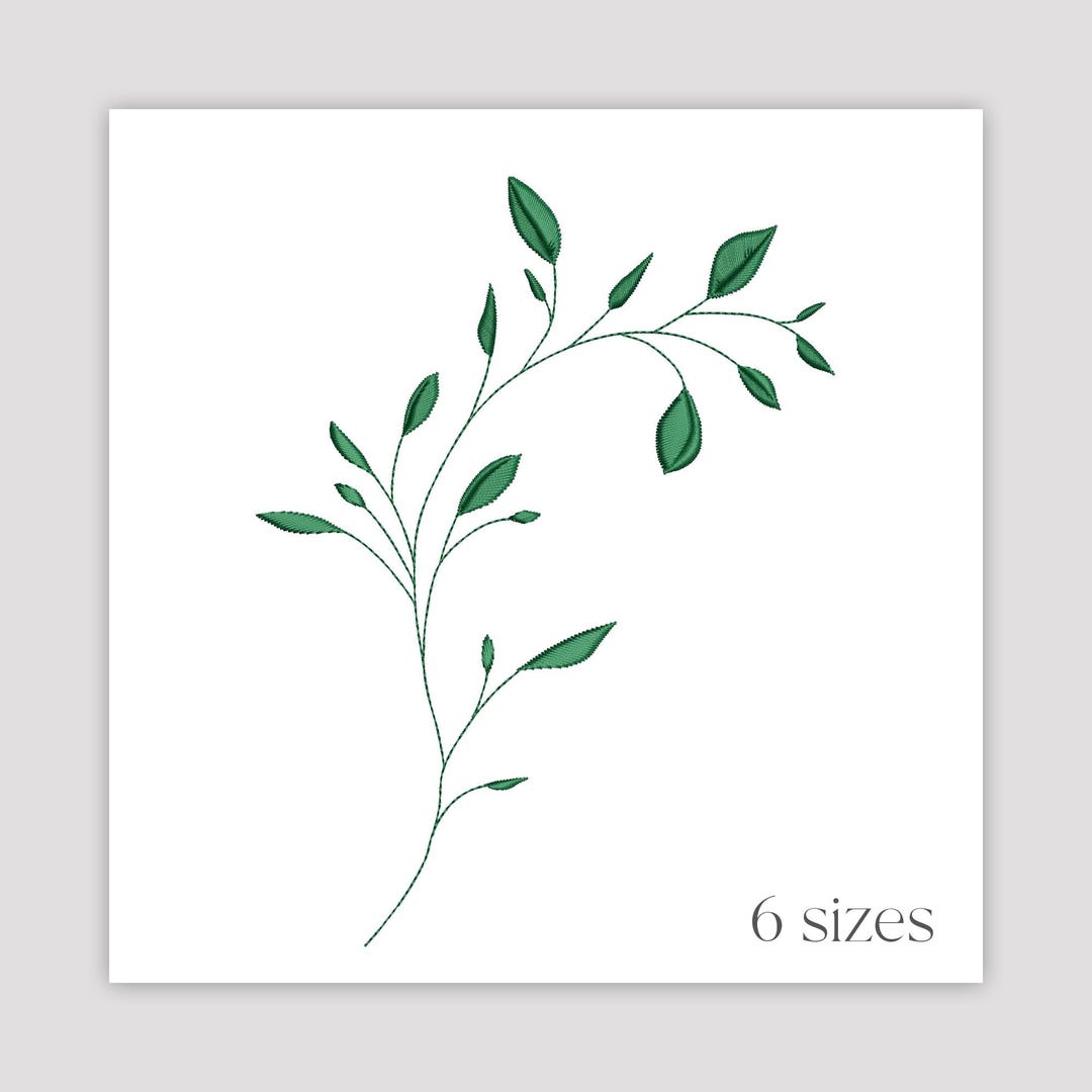 Twig Machine Embroidery Design - Botanical Embroidery File - Twig With ...