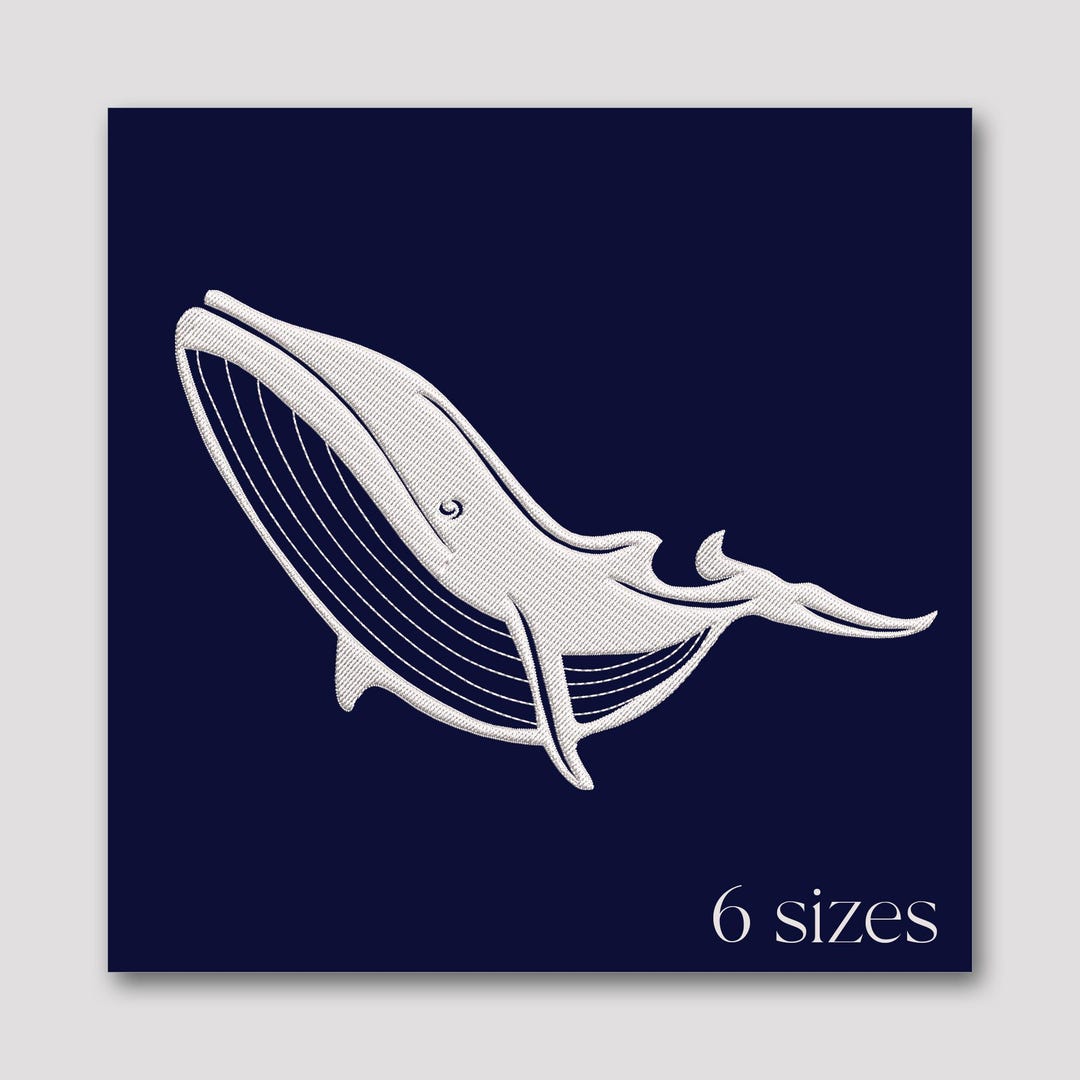 Whale Machine Embroidery Design - Ocean Embroidery File - Marine Animal ...