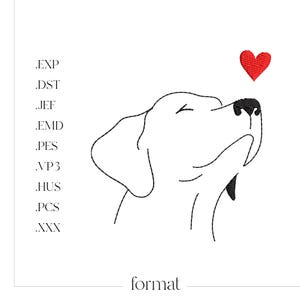 Dog Outline Embroidery Design - Minimal Dog Stitch Pattern - Heart and ...