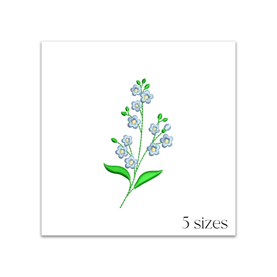 Forget Me Not Flowers Machine Embroidery Design - Botanical Embroidery ...