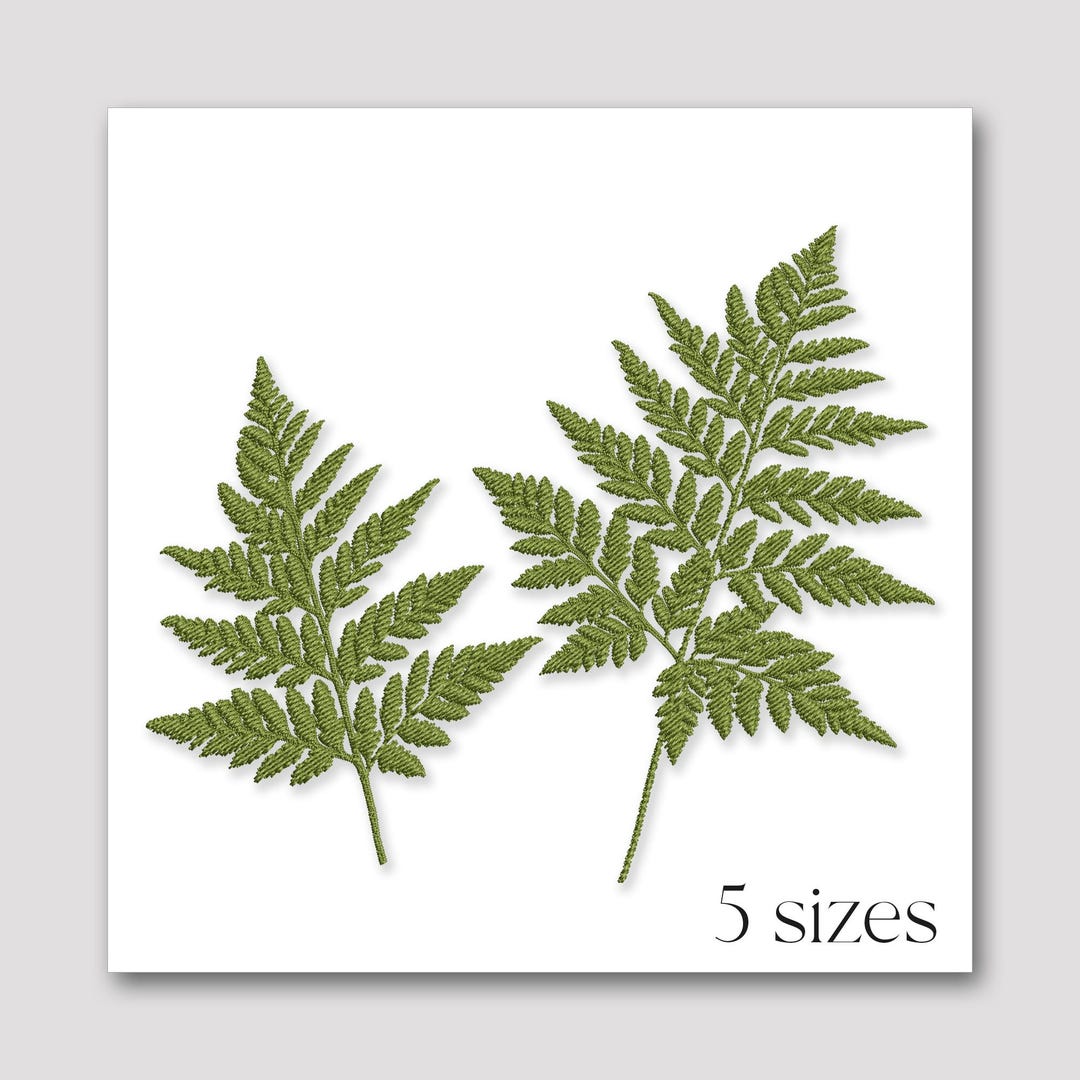 Fern Machine Embroidery Design - Botanical Fern Pattern - Embroidered ...
