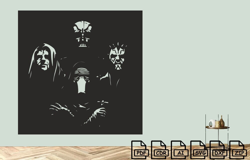 Star Wars Cut Svg Dxf File Wall Sticker Pdf Silhouette Template Cnc ...