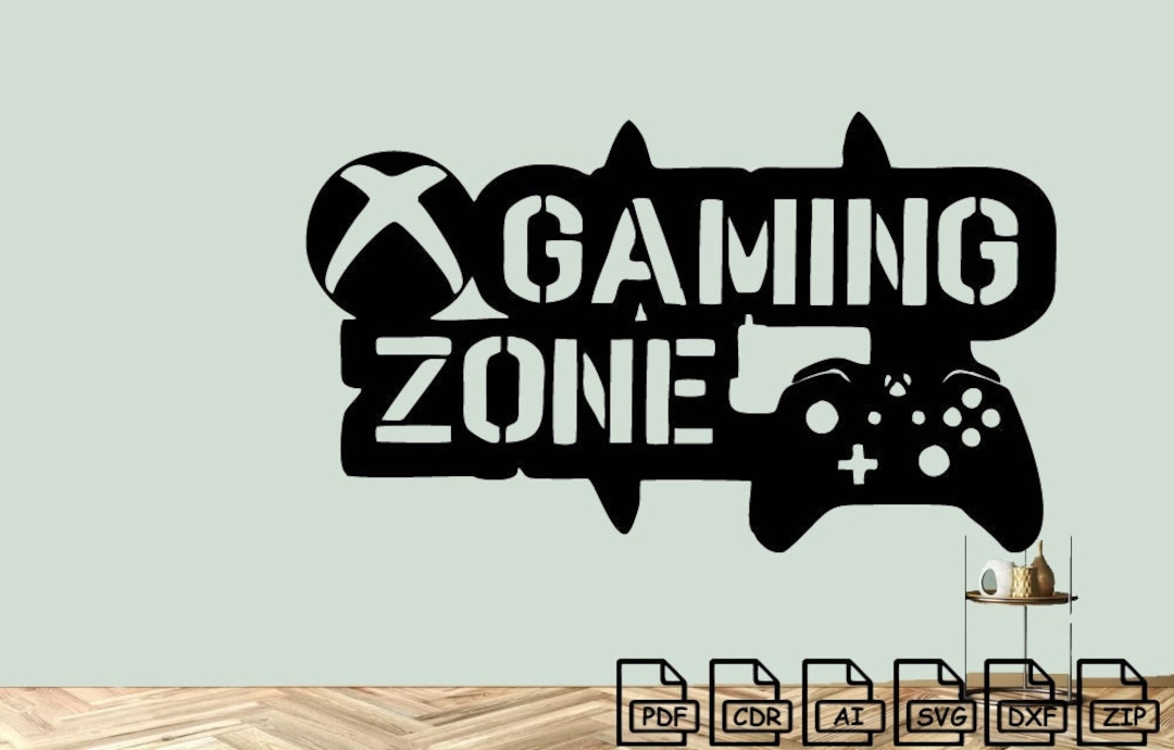 Gaming Zone Svg Dxf File Wall Sticker Pdf Silhouette Template Cnc ...