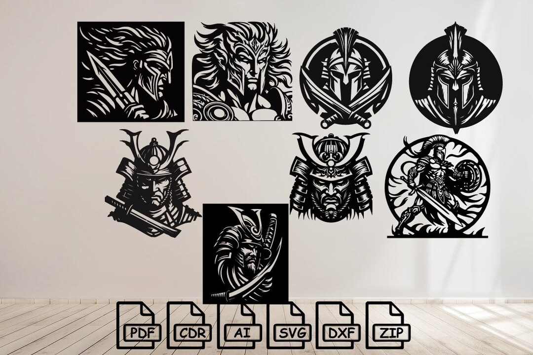 Warrior, Spartan (8pcs) Cut Svg Dxf File Wall Sticker Pdf Silhouette ...