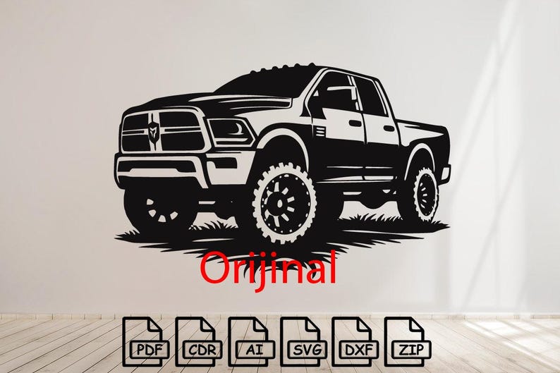 Car-truck-ram-pickup Svg Dxf File Wall Sticker Pdf Silhouette Template ...