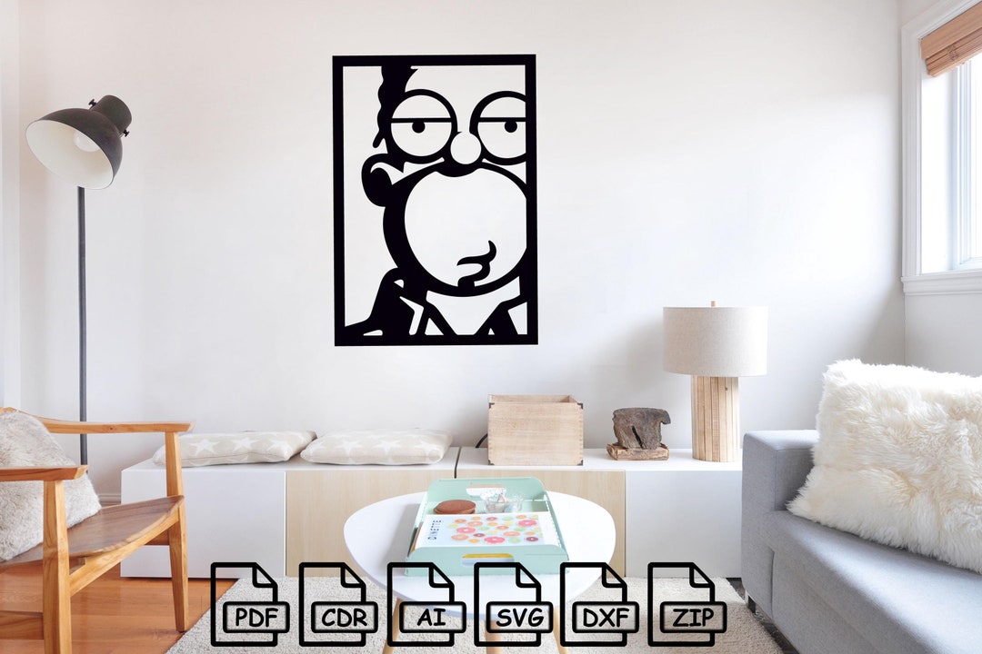 Homer Simpson Wall Clipart Svg Dxf File Wall Sticker Pdf Silhouette ...