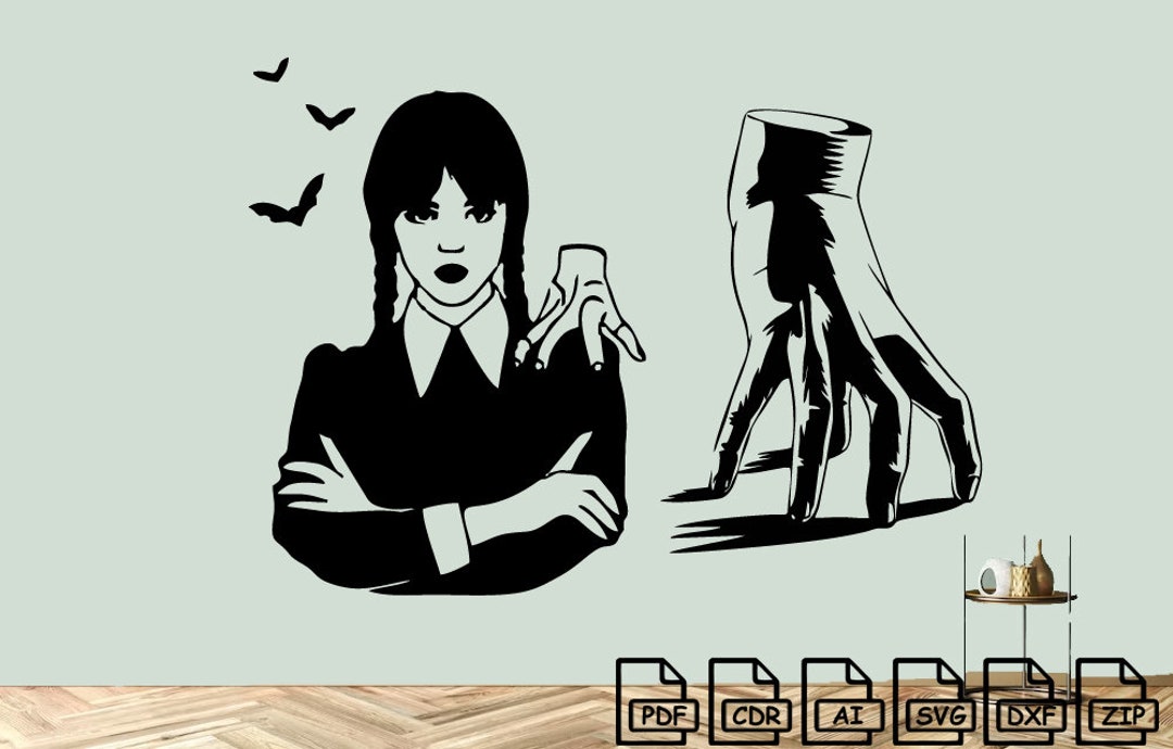 Wednesday Svg 3pcs, Adams Family Svg Dxf File Wall Sticker Pdf ...