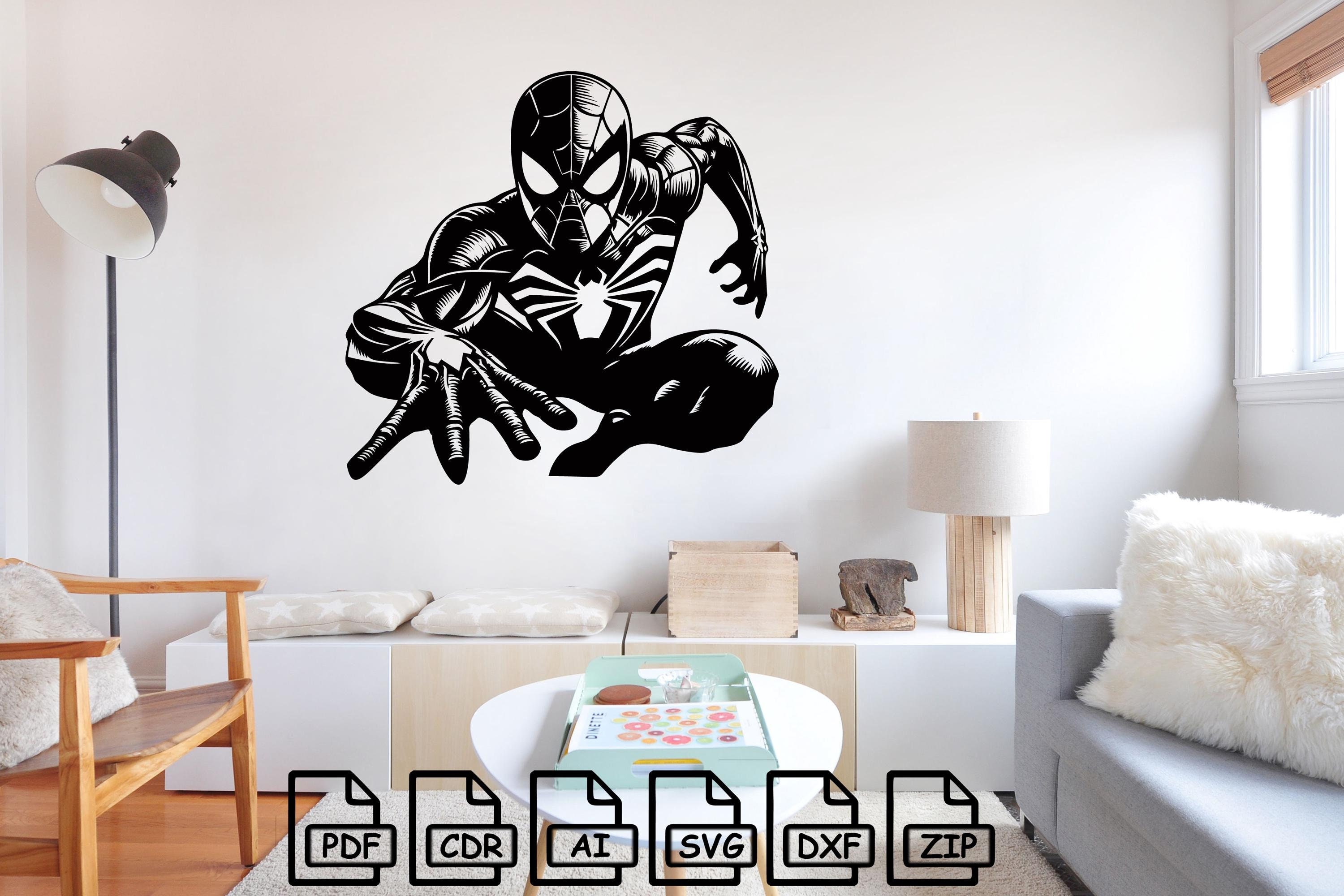 Spider Man Svg Dxf File Wall Sticker Pdf Silhouette Template Cnc ...