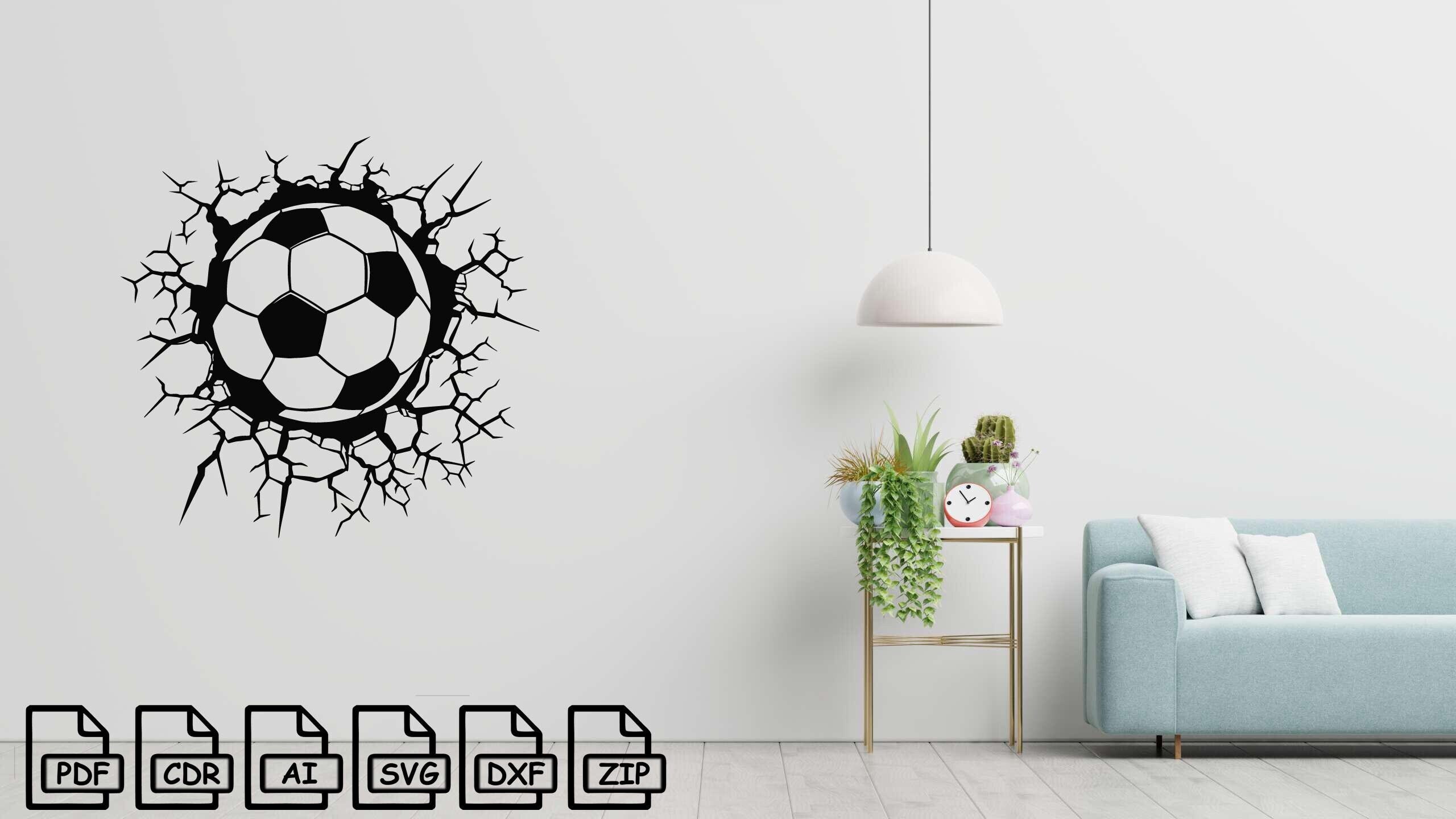 Soccer Ball Svg Dxf File Wall Sticker Pdf Silhouette Template Cnc ...