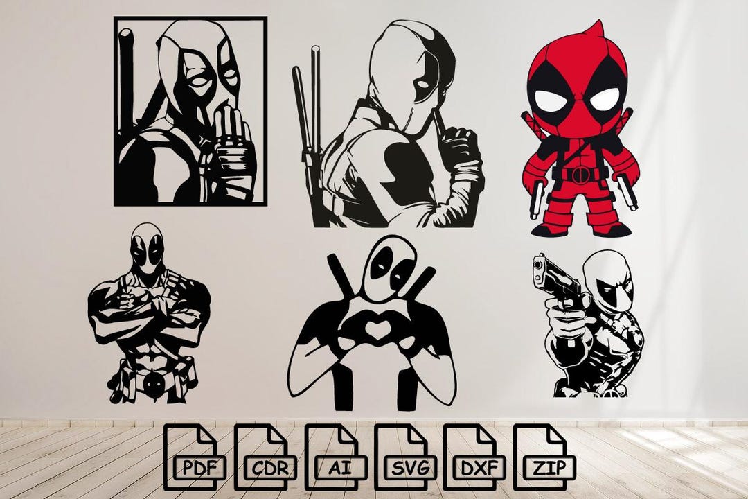 Super Hero Bundle Cut Svg Dxf File Wall Sticker Pdf Silhouette Template ...