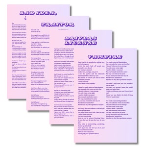 GUTS World Tour Setlist Full Lyric Book | Olivia Rodrigo | Digital ...