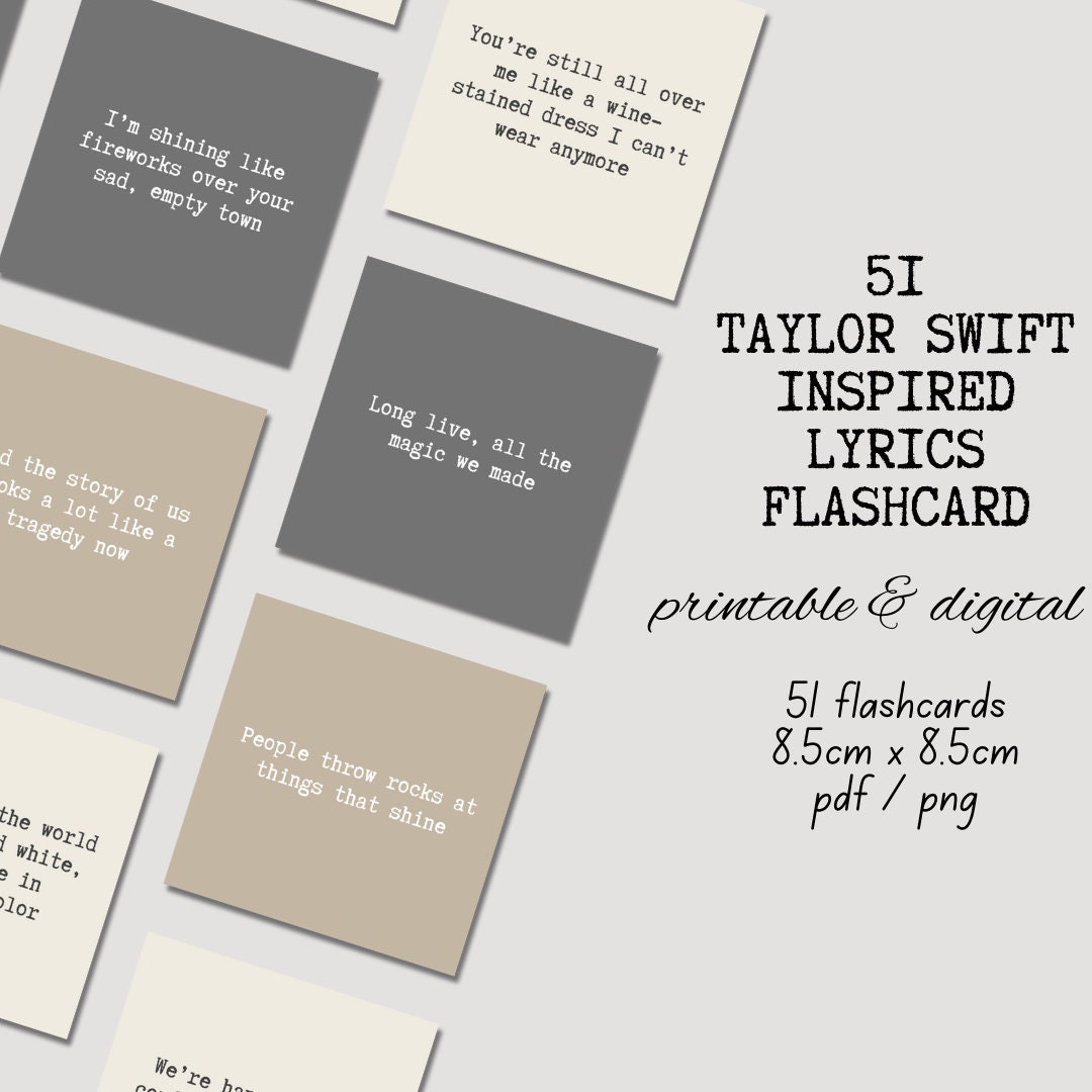 51 Taylor Swift Inspired Lyrics Flashcards | Gifts for Swifties ...