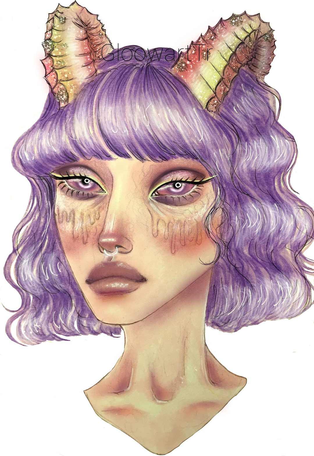 Purple Sparkle-digital Design Portrait Drawing - Etsy