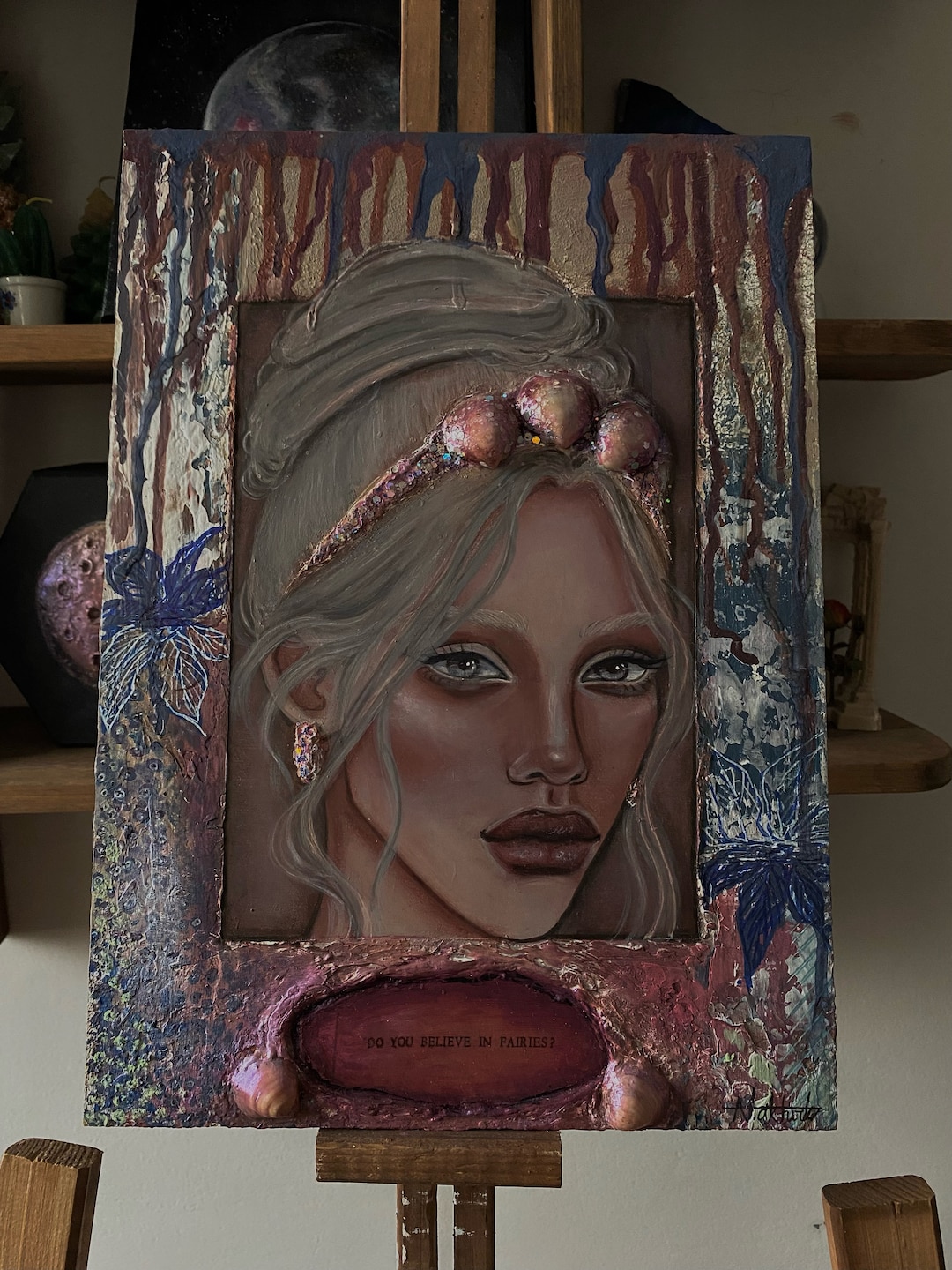 Mermaid-relief Embossed Acrylic Painting on Hardboard 35x25 - Etsy