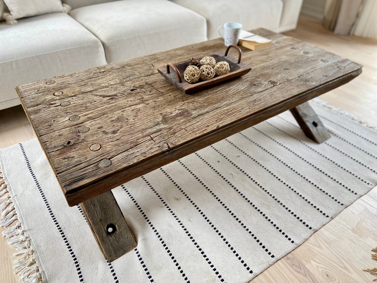 Reclaimed Barnwood Coffee Table Rustic, Natural Coffee Table Wooden ...