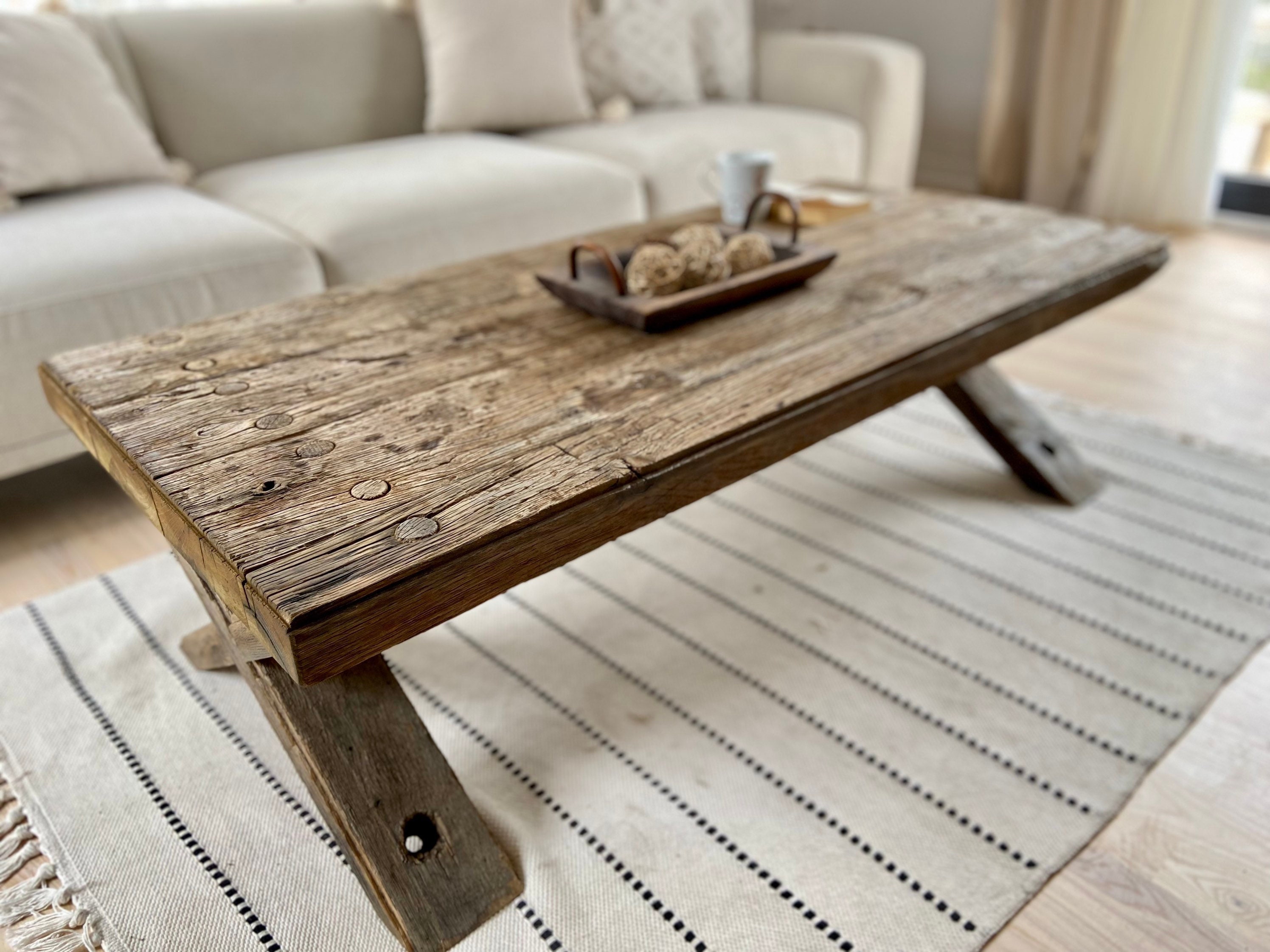 Reclaimed Barnwood Coffee Table Rustic, Natural Coffee Table Wooden ...