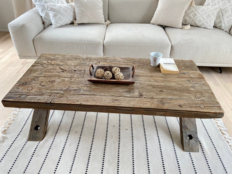 Reclaimed Barnwood Coffee Table Rustic, Natural Coffee Table Wooden ...
