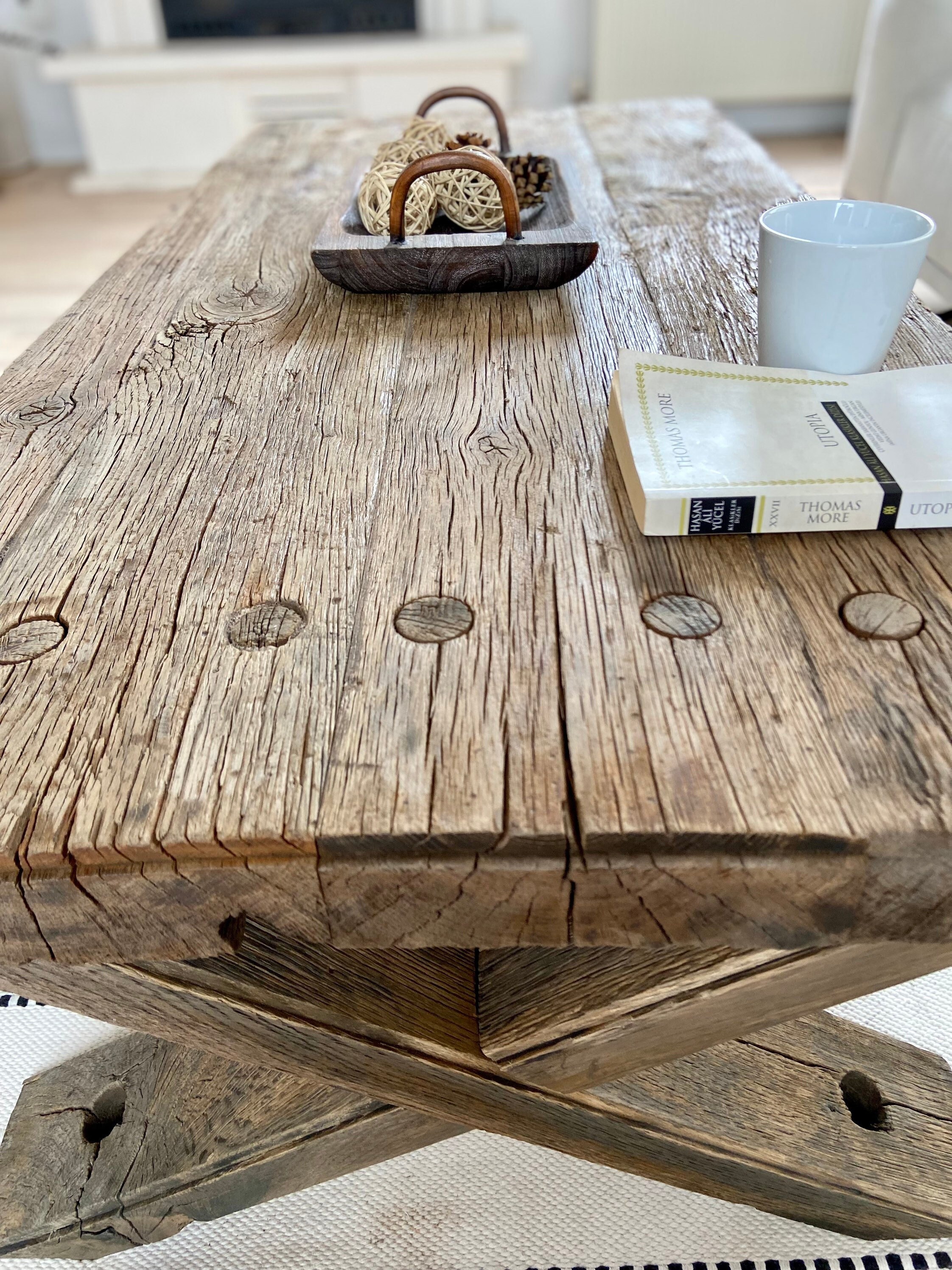 Reclaimed Barnwood Coffee Table Rustic, Natural Coffee Table Wooden ...
