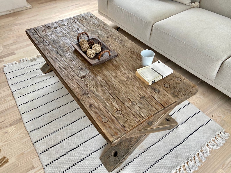 Reclaimed Barnwood Coffee Table Rustic, Natural Coffee Table Wooden ...