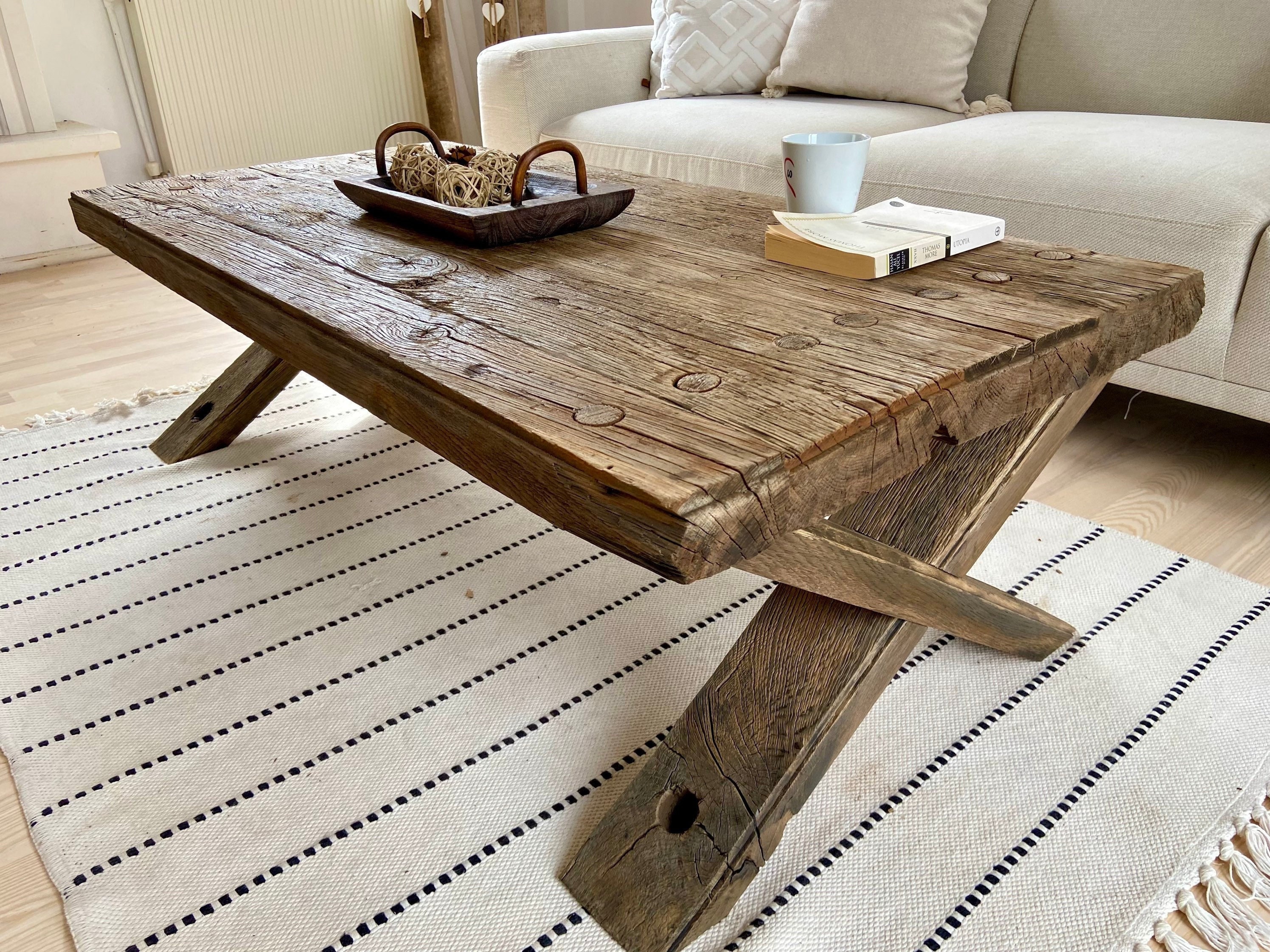Reclaimed Barnwood Coffee Table Rustic, Natural Coffee Table Wooden ...