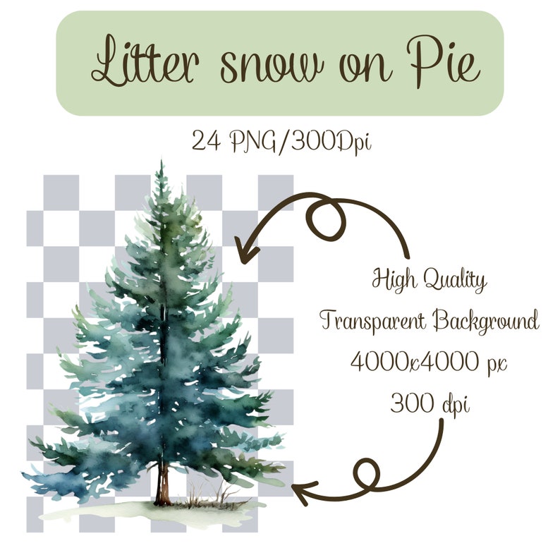 Snowy Pine Tree Clipart: Watercolor Winter Forest (PNG & JPG) - Etsy Canada