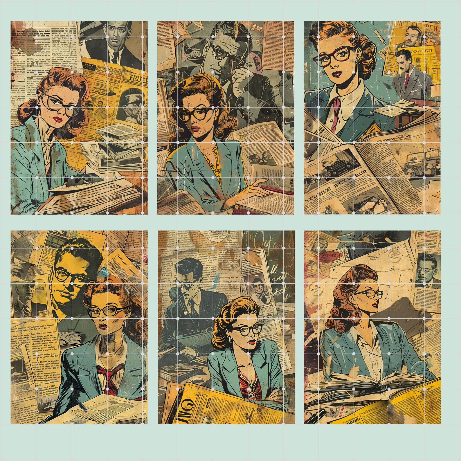 Printable Paper Retro Style Journalist 12 Page for You to Decorate Your ...