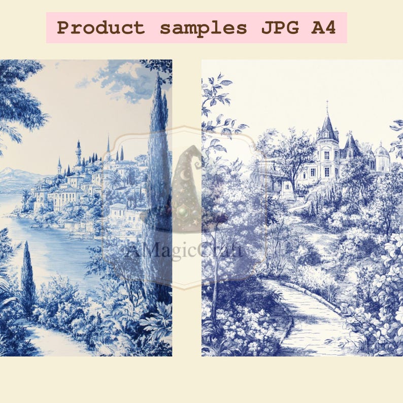 Parisian Blue Landscape Printable Paper: A4, 8x8 (digital Download) - Etsy