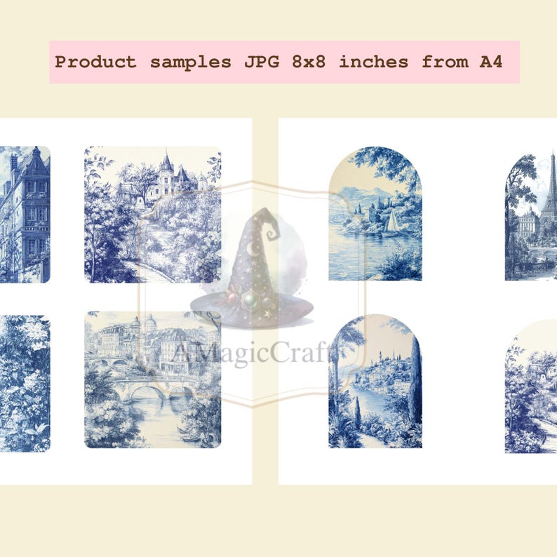 Parisian Blue Landscape Printable Paper: A4, 8x8 (digital Download) - Etsy