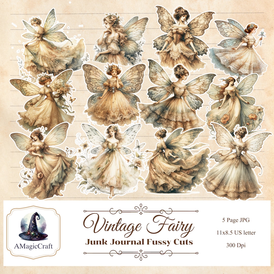 Junk Journal Printable Vintage Fairy Printable Fussy Cuts 5 JPG Pages ...